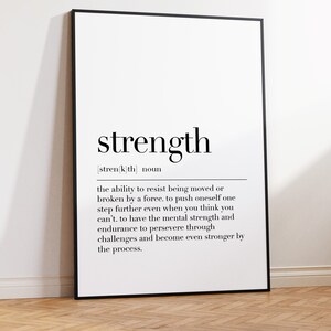 Strength, Strength Definition Poster, Strength Quote Art, Motivational ...