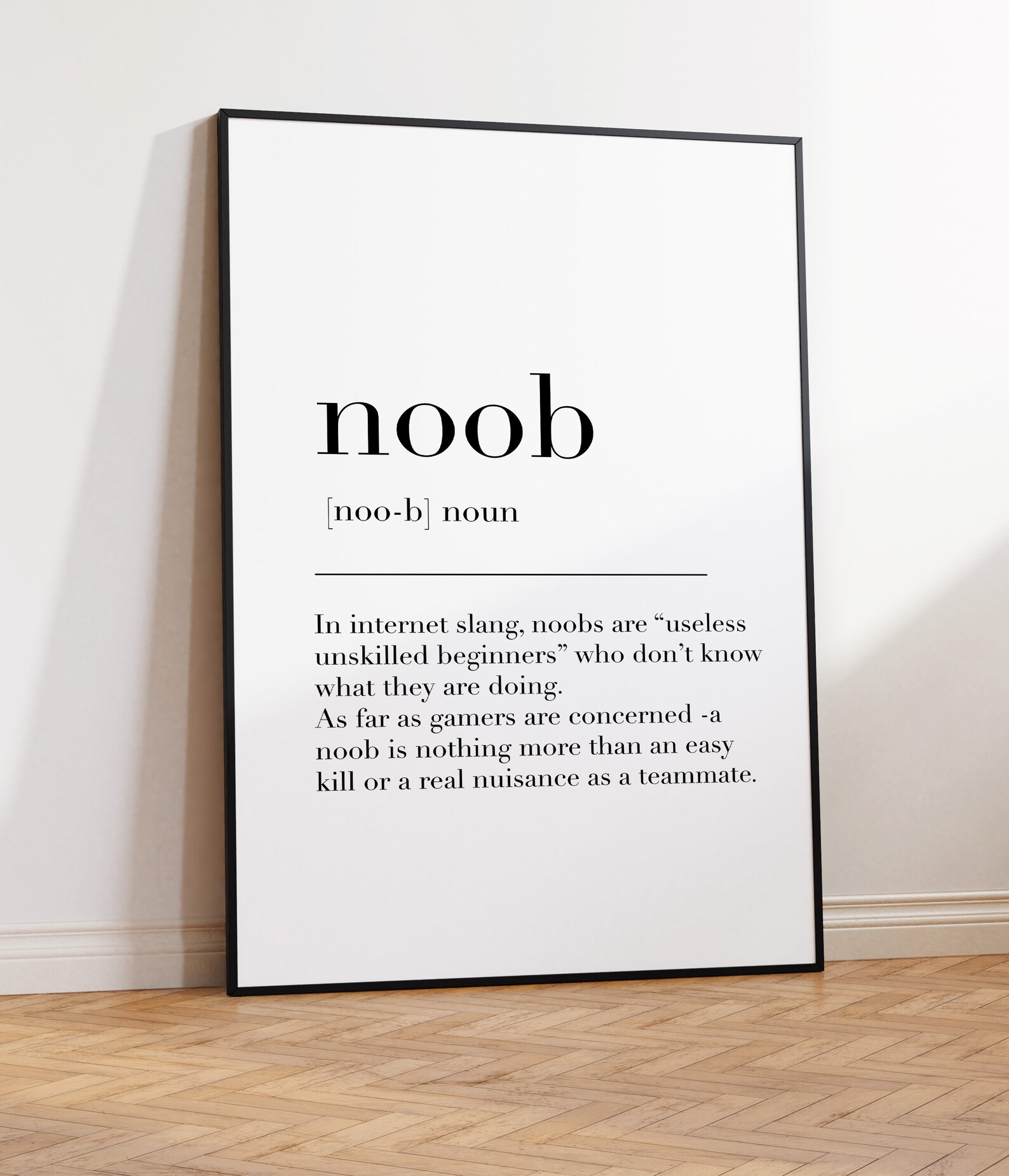 Noob, Noob Print, Noob Poster, Noob Definition, Noob Wall Decor Poster ...