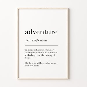 Adventure Definition Print, Adventure Print, Adventure Poster ...