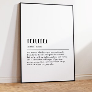 Mum Definition Print, Gifts for Mum, Mum Gifts, Mummy, Family Prints ...