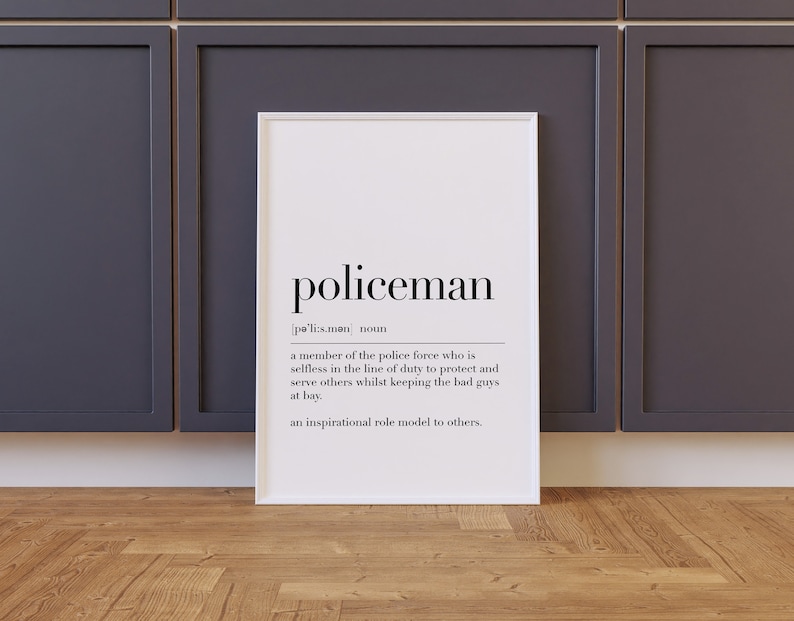 Policeman, Policeman Definition Print, Policeman Quote Poster, Wall Art ...