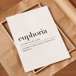Euphoria, Euphoria Definition Print, Euphoria Quote Wall Art, Living ...