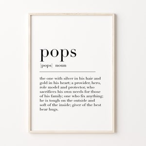 Pops Definition Print, Gifts for Pops, Family Gifts, Gift for ...