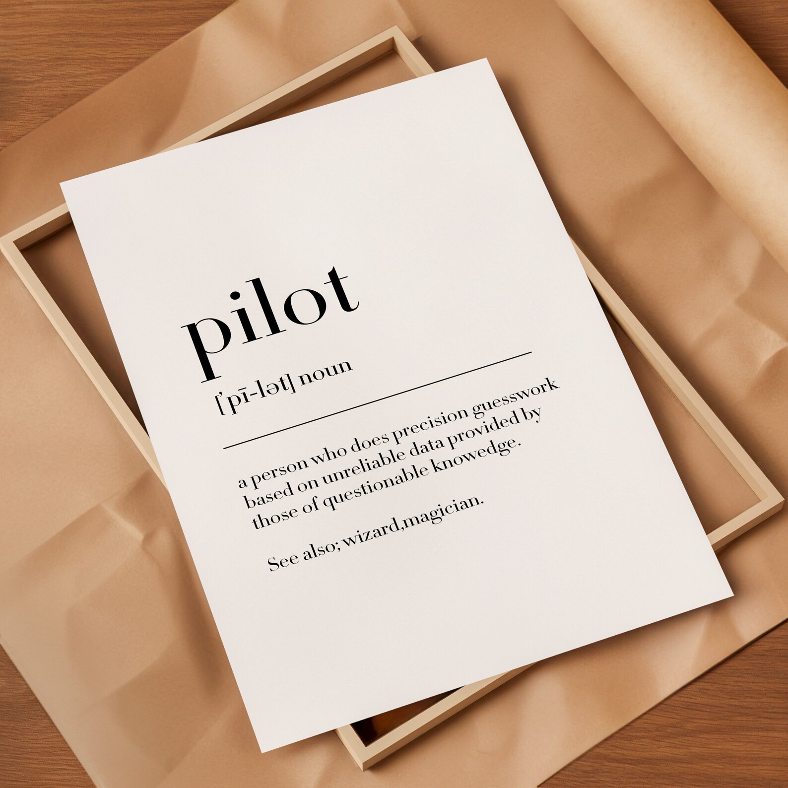 Pilot Definition Print, Pilot Print, Gift for Pilot, Pilot Gift, Pilot ...
