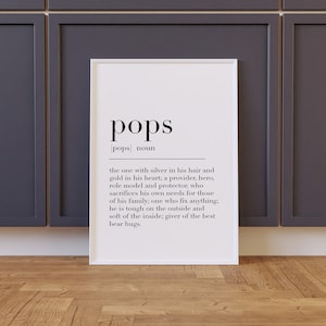 Pops Definition Print, Gifts for Pops, Family Gifts, Gift for ...