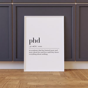 Phd, Phd Definition Print, Phd Quote Poster, Printable Print, Phd Quote ...