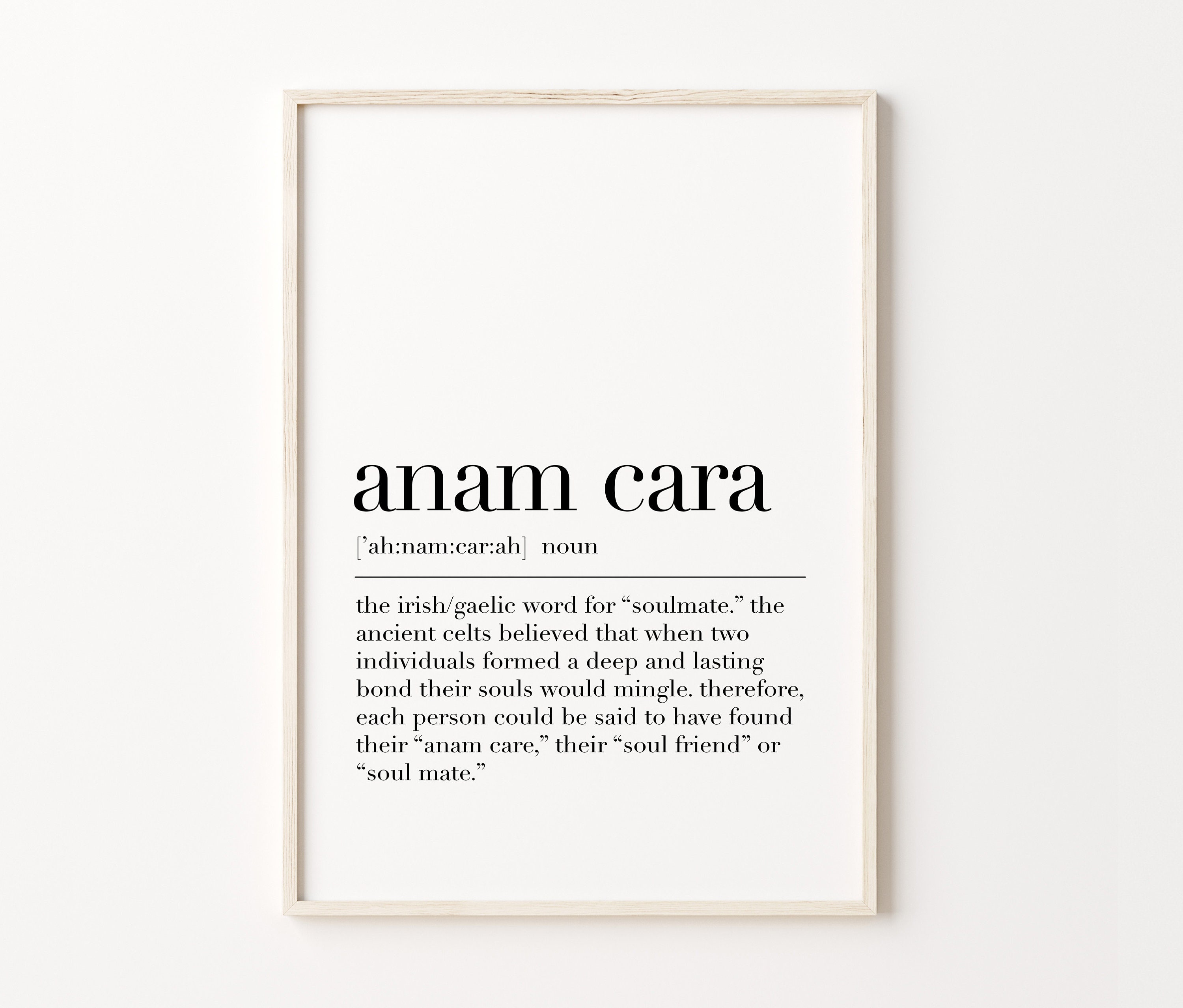 Anam Cara Definition Poster, Anam Cara Poster, Irish Print, Ireland ...