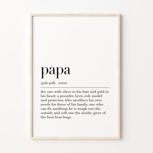 Papa Definition Print, Gift for Papa, Papa Gifts, Custom Dad Gift, Gift ...