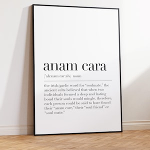 Anam Cara Definition Poster, Anam Cara Poster, Irish Print, Ireland ...