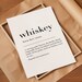 Whiskey, Whiskey Print, Whiskey Sign, Whiskey Definition Print, Alcohol ...