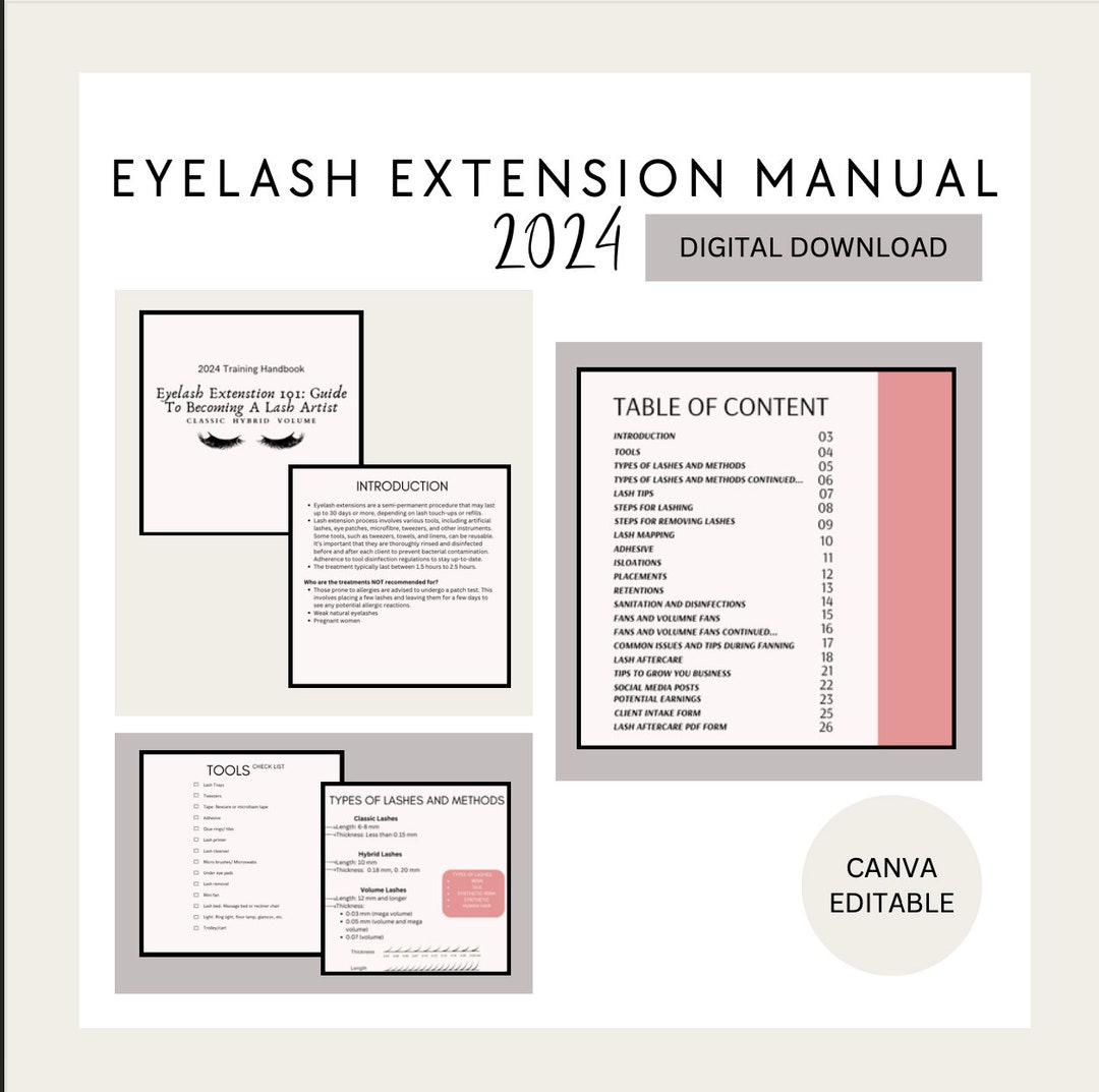 Lash Training Manual, Classic, Hybrid, Volume, Lashing, Eyelash ...