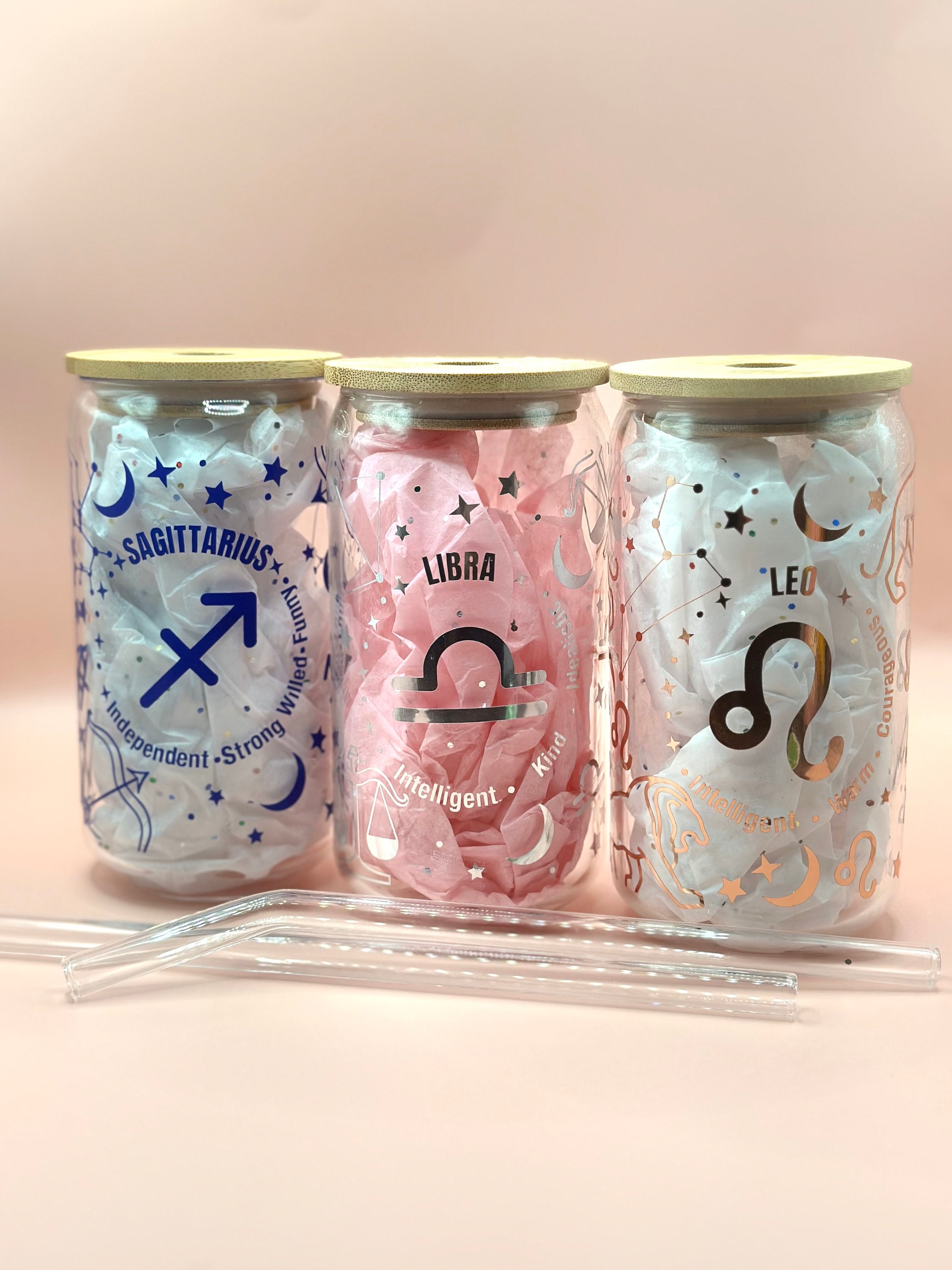 Zodiac Glass Cup, Zodiac Sign, Libbey Glass Can, Astrology Signs, Gift ...