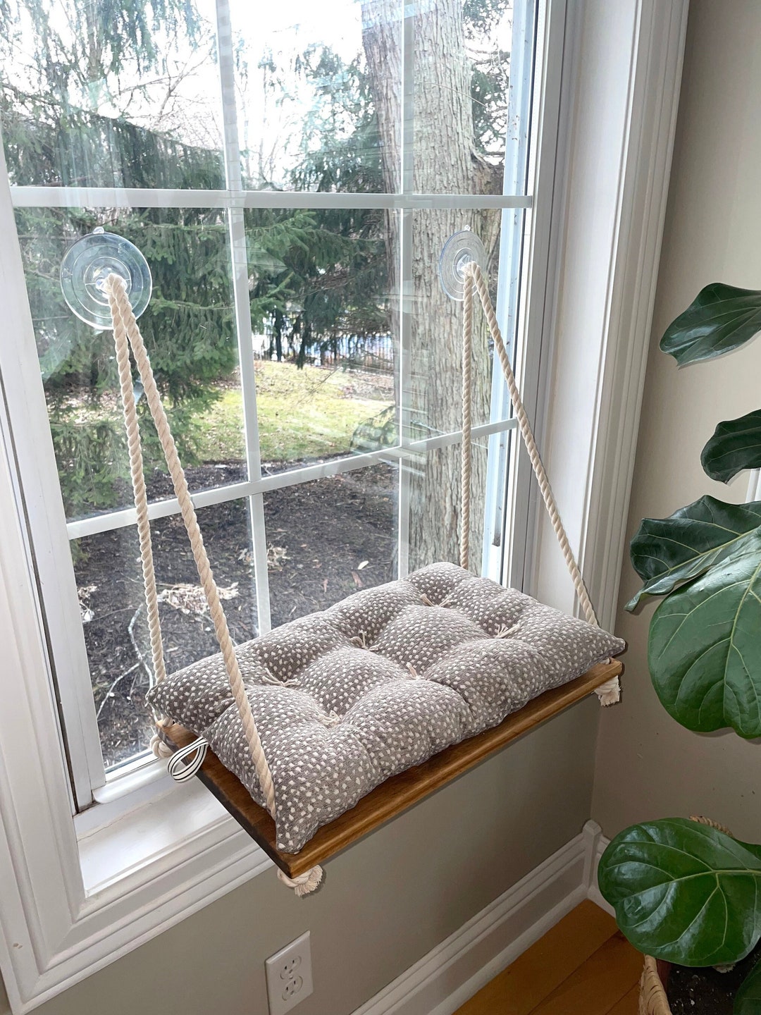Handcrafted Cat Window Perch With Plush Bed - Cat Window Perch, Cat ...