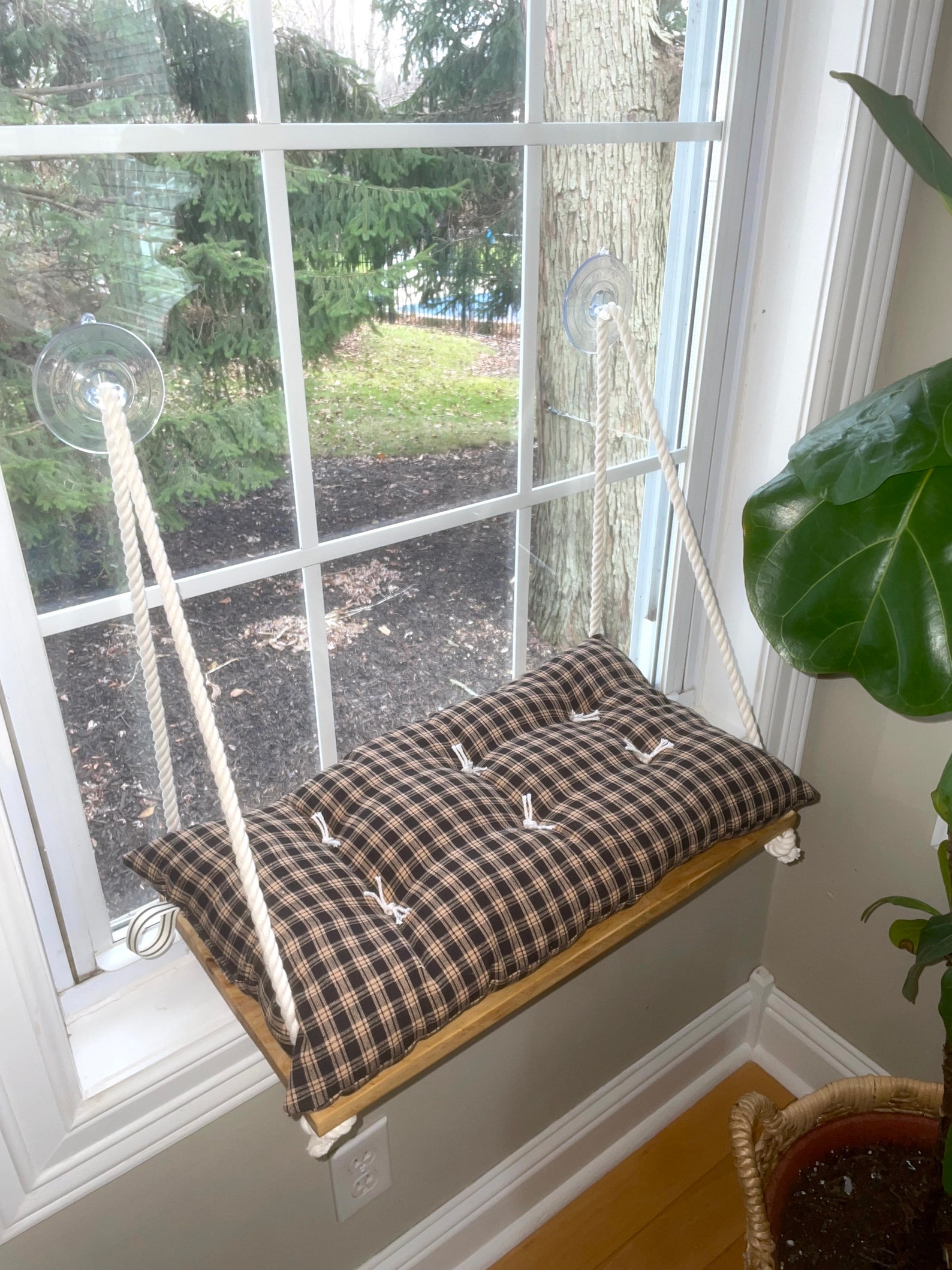 Handcrafted Cat Window Perch With Plush Bed Cat Window Perch, Cat ...