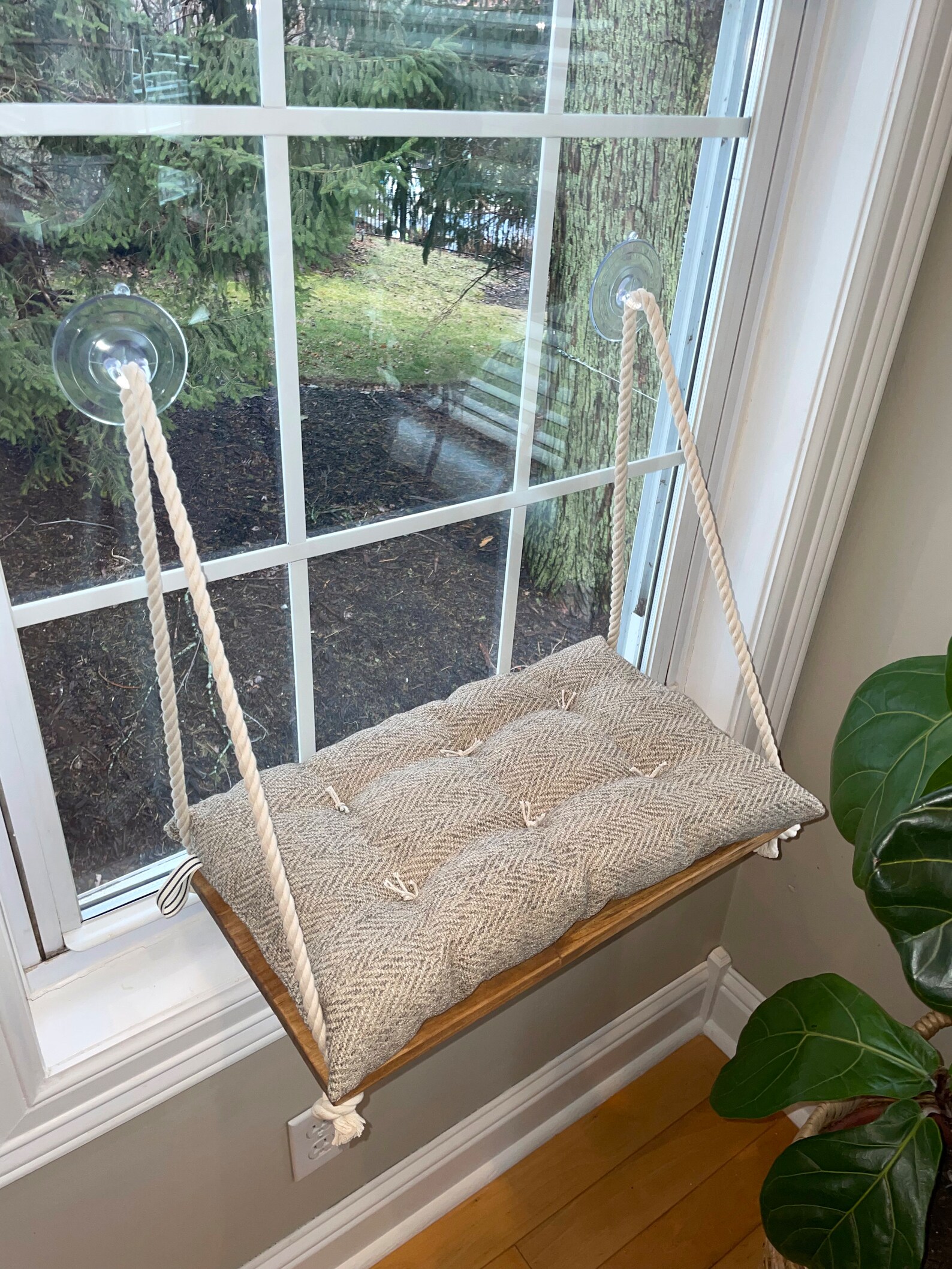 Handcrafted Cat Window Perch With Plush Bed Cat Window Perch, Cat ...