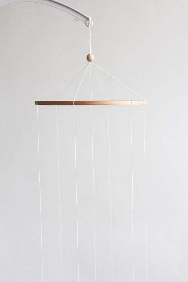 DIY Ring Baby Mobile With Hanging Strings. Wooden Hoop Mobile Base ...