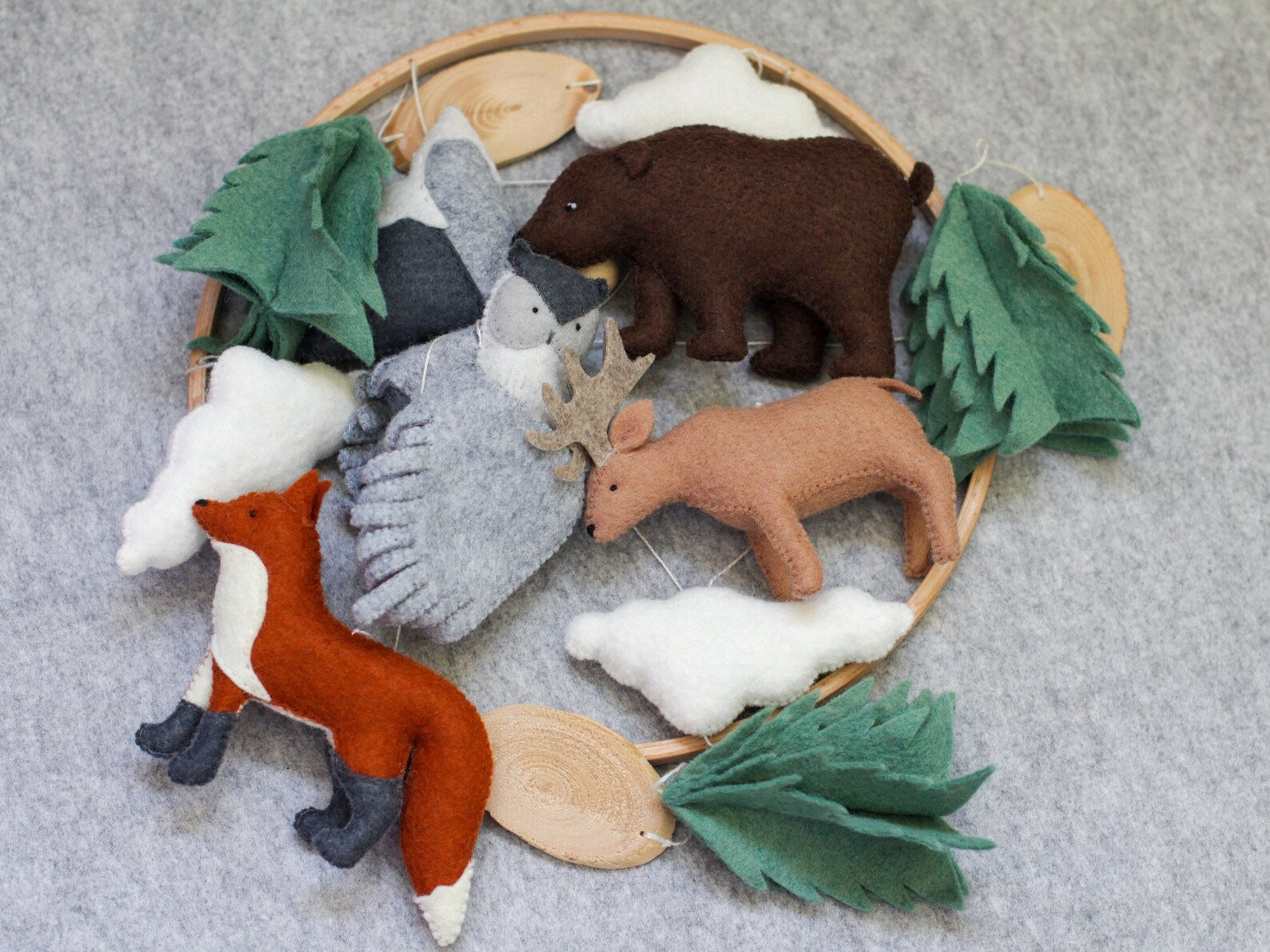 Woodland Baby Mobile Pine Tree Mobile Owl Nursery Mobile - Etsy