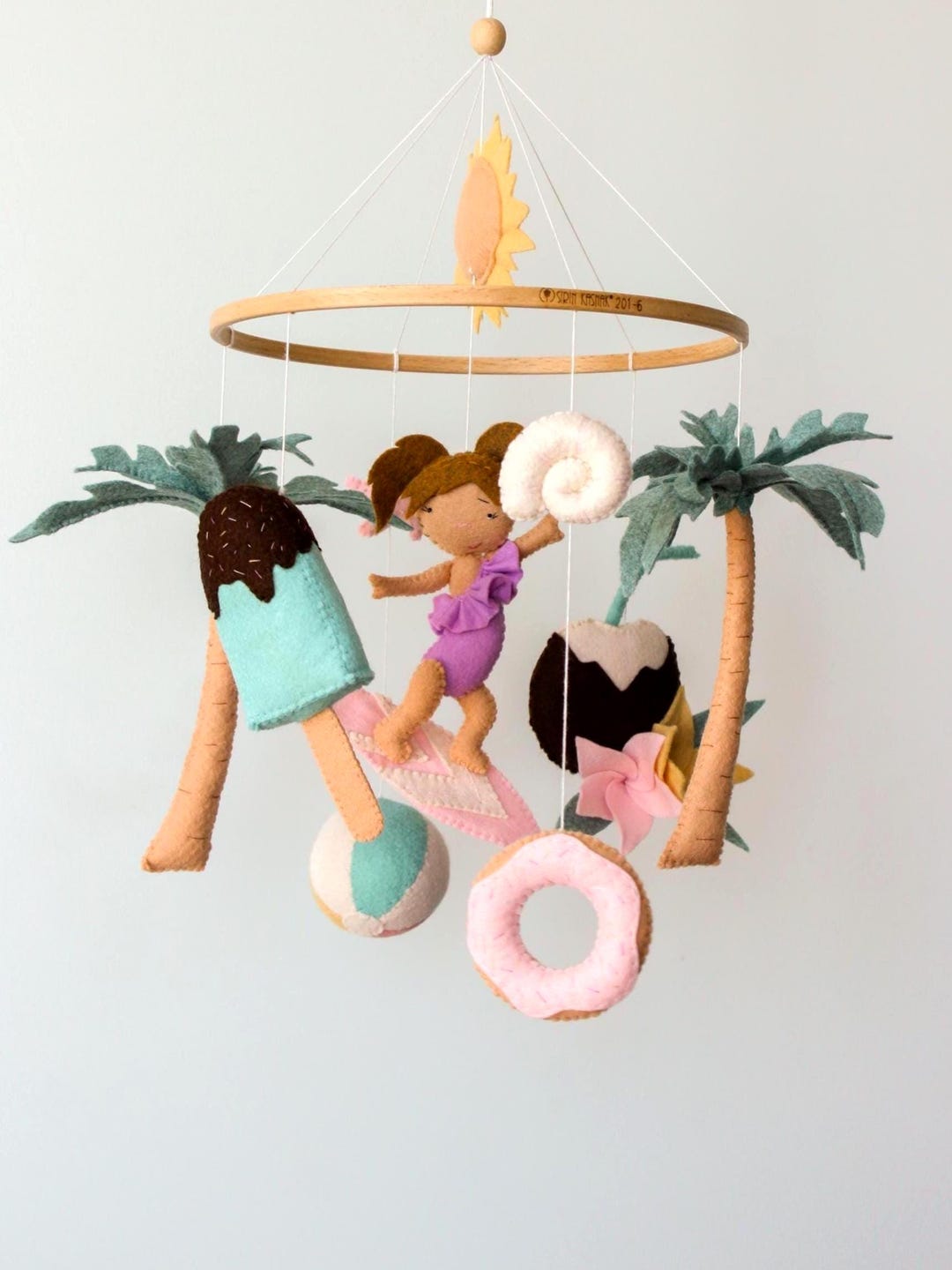 Beach Baby Mobile, Surf Baby Mobile, Surfer Mobile Girl, Coastal Baby ...