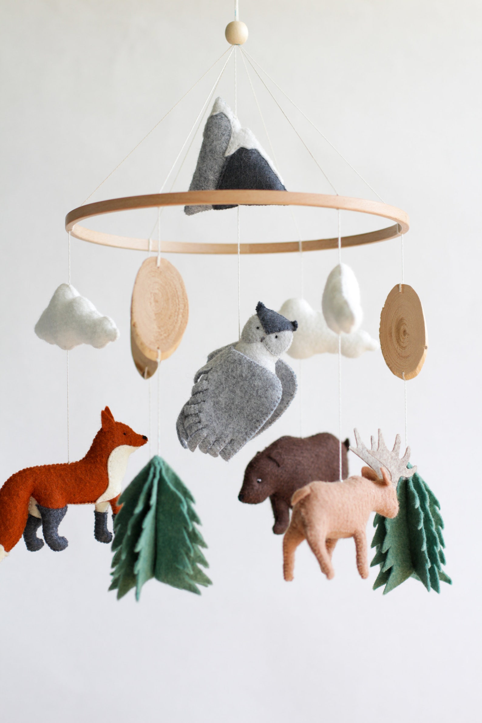 Woodland Baby Mobile Pine Tree Mobile Owl Nursery Mobile - Etsy