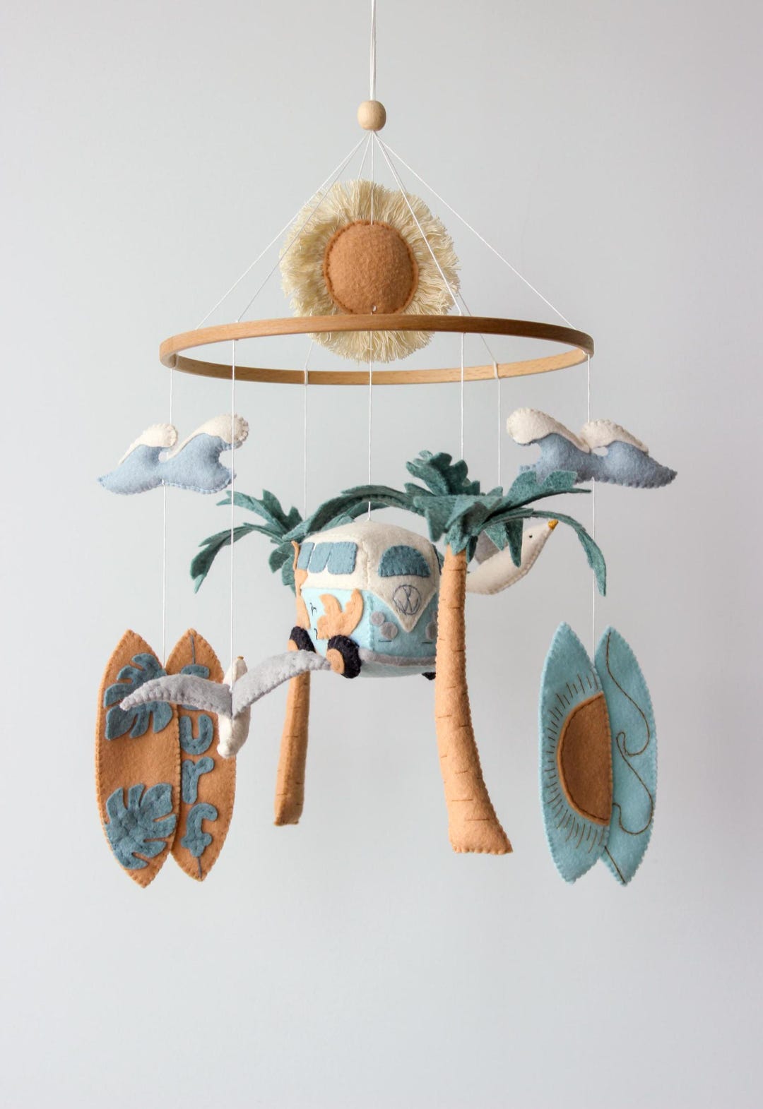 Surf Baby Mobile, Beach Baby Mobile, Seagull Baby Mobile, Ocean Baby ...