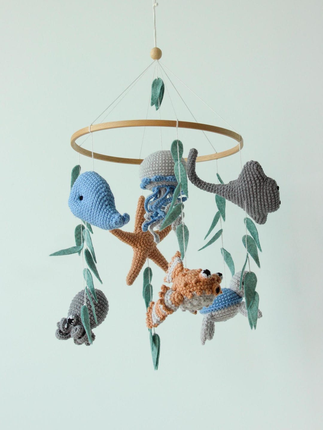 Baby Mobile. Ocean Mobile With Whale, Jellyfish, Turtle, Stingray Fish ...