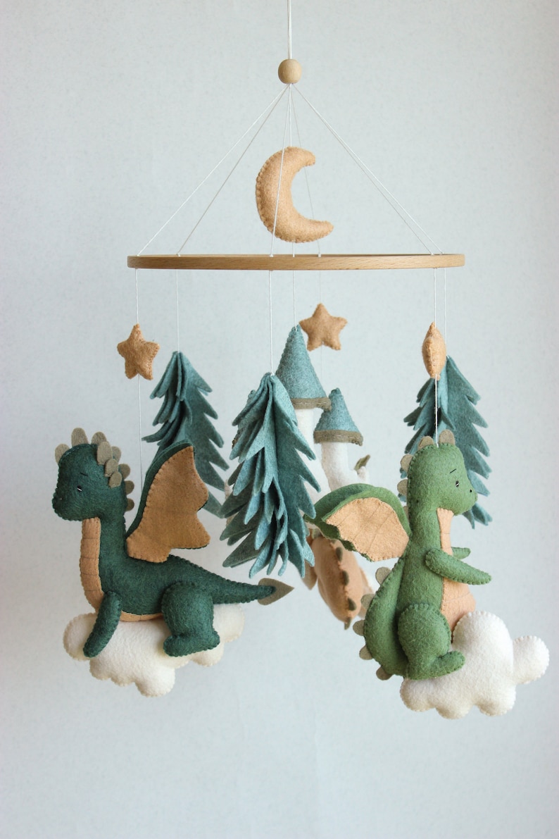 Dragon Baby Mobile, Baby Dragon Nursery, Castle Baby Mobile, Dragon ...