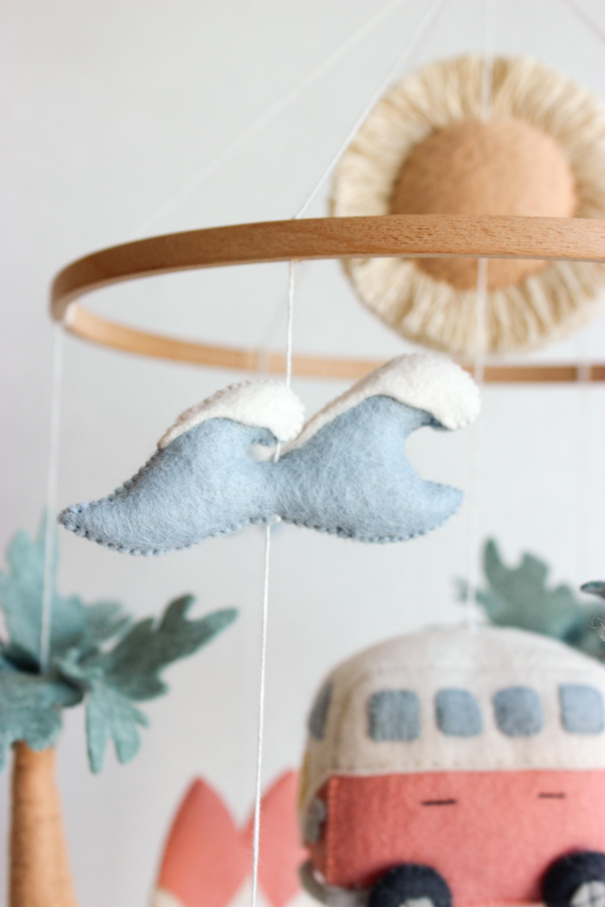 Surf Baby Mobile, Surfer Girl Nursery Mobile, Beach Baby Mobile ...