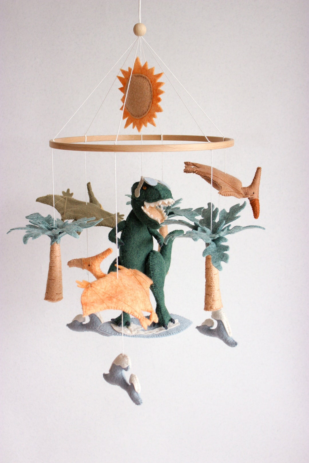 Surf Baby Mobile, Surfing T-rex Mobile, Dinosaur Baby Mobile - Etsy