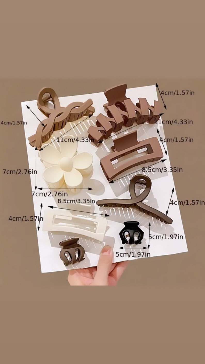 8 Piece Claw Clips for Hair - Etsy