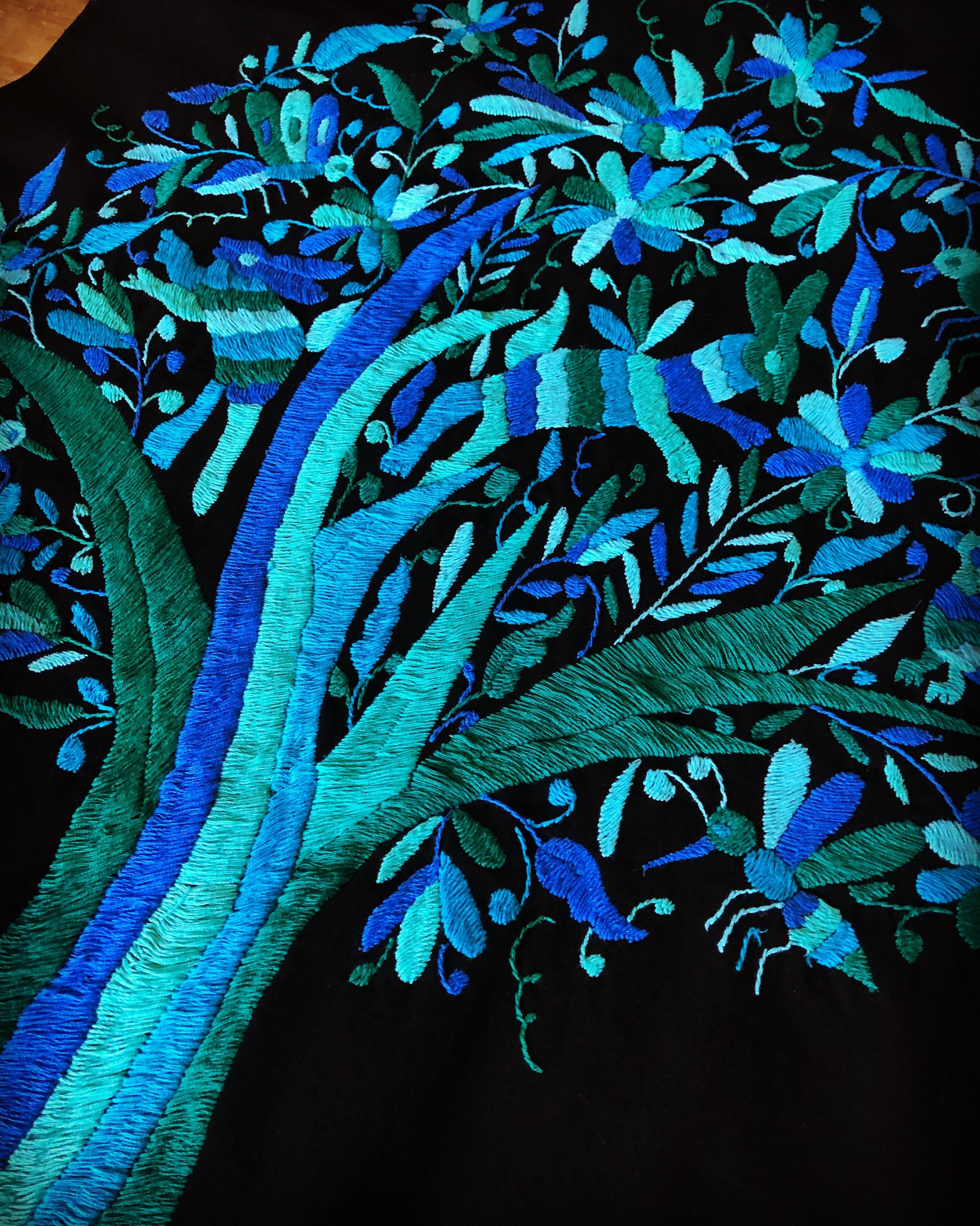 Beautiful Tree of Life Rebozo. Hand Embroidery. Blues - Etsy