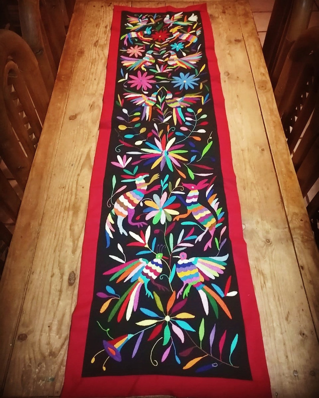 Multicolor Otomí Embroidered Table Runner 2m X 50 Cm - Etsy
