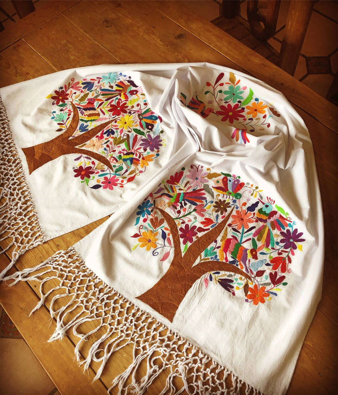 Hand-embroidered Otomi Tree of Life Rebozo - Etsy