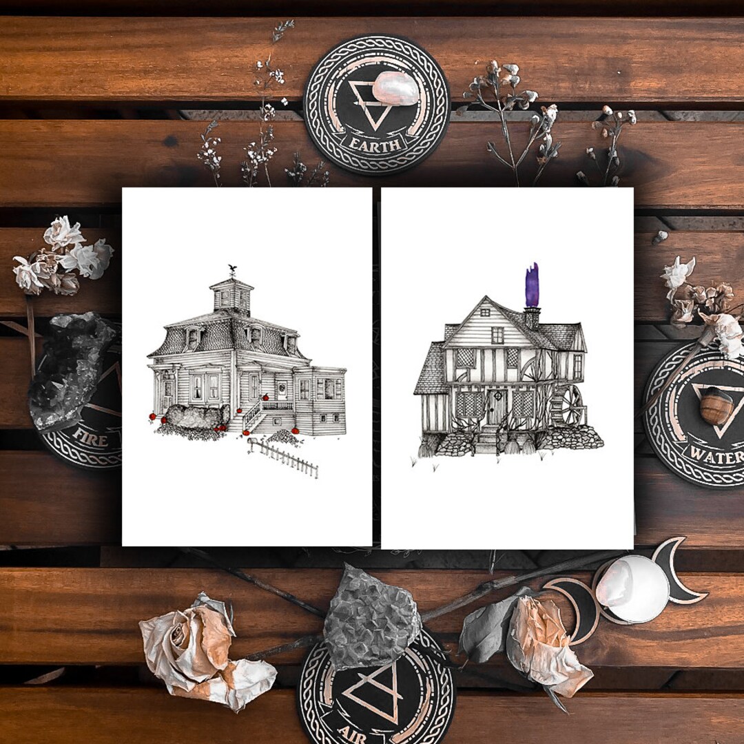 Hocus Pocus House Print Set Sanderson Sisters Cottage Art Print Max ...