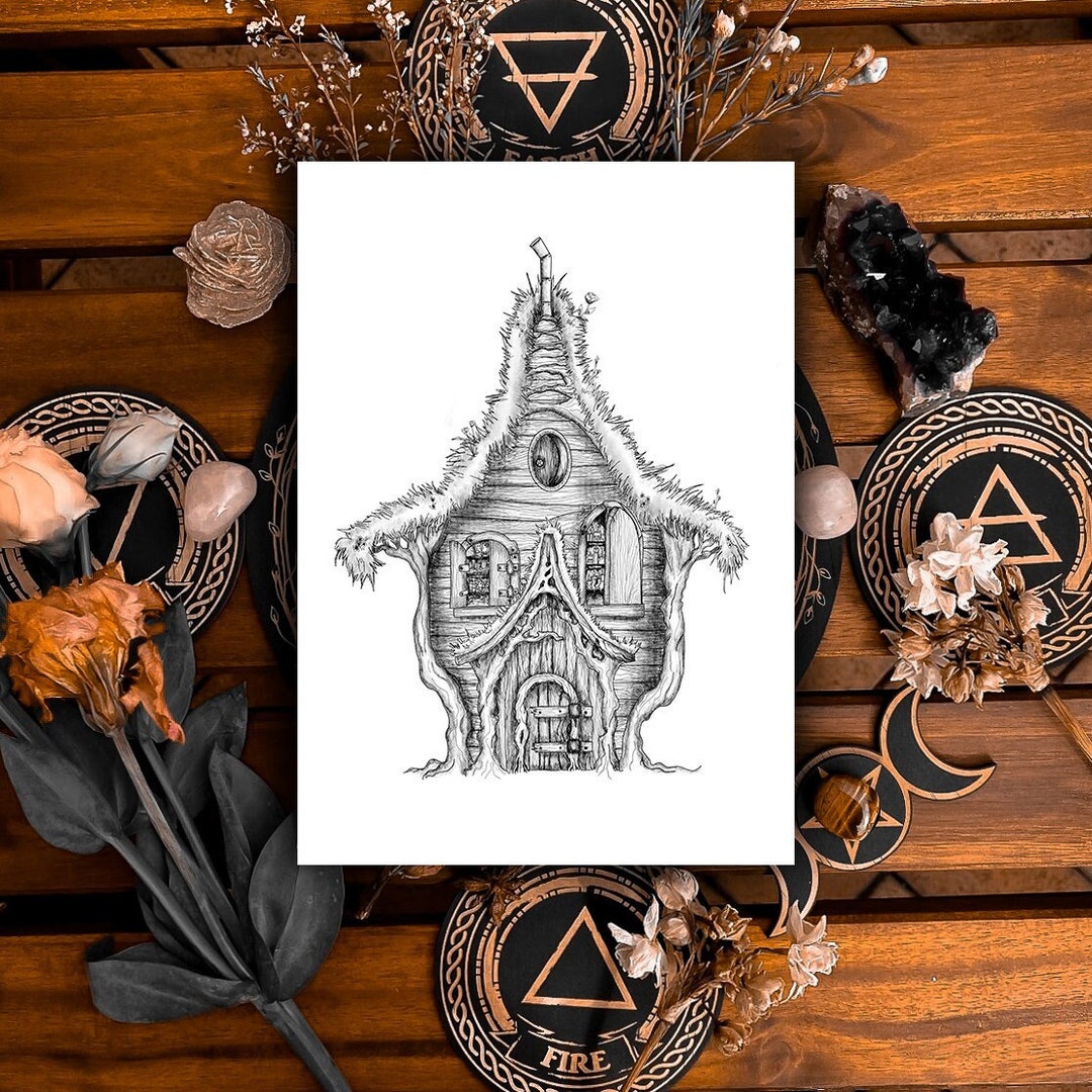 Forest Witch Cottage Art Print | Cottagecore Art | Fae Art Print ...