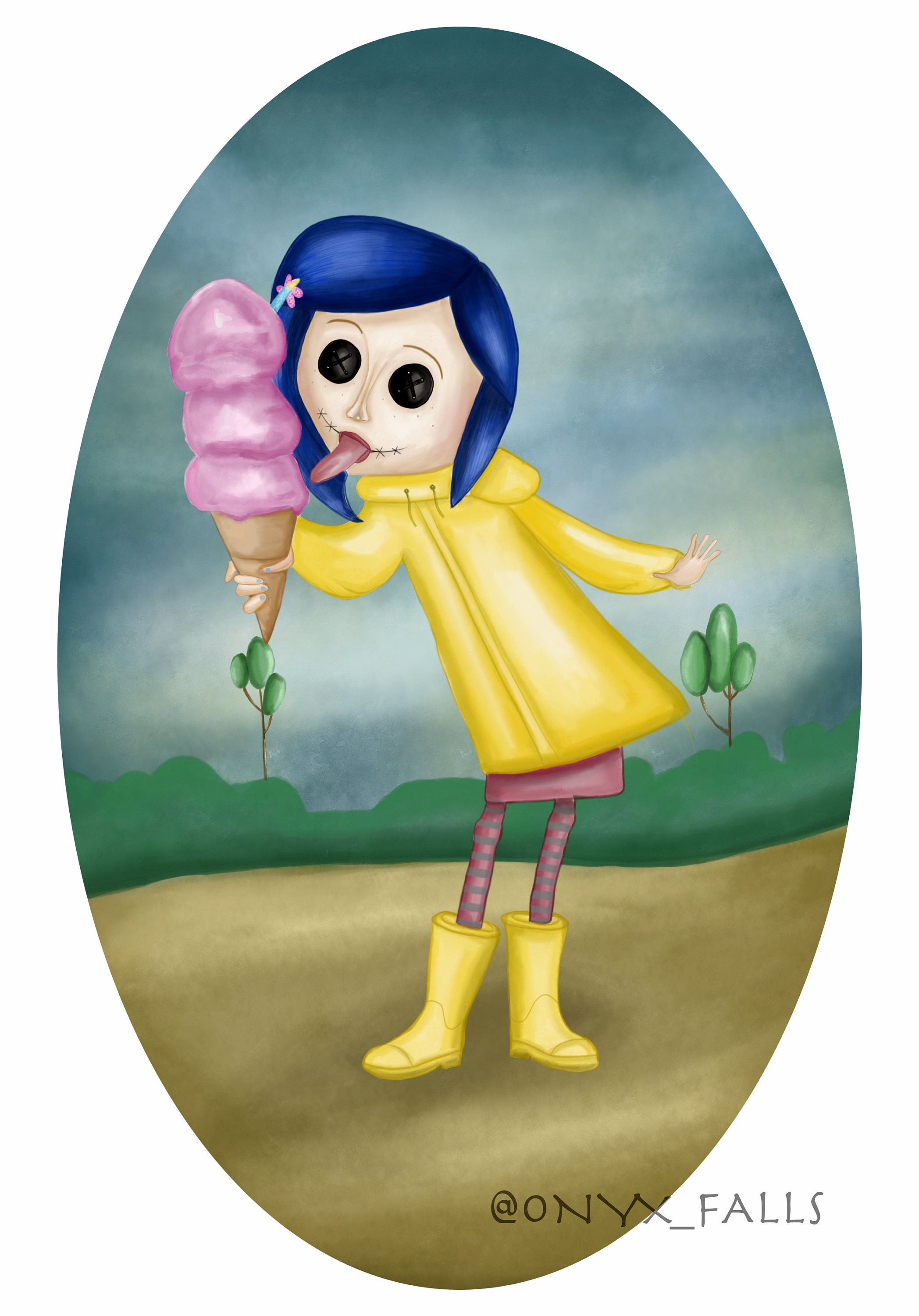 Coraline Boring Blue Boy Oval Version Art Print Boring Blue - Etsy