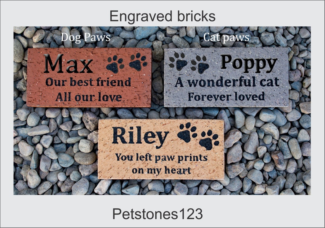 Pet Memorial Stone, Engraved Clay Brick With Dog ,cat, Paw Prints - Etsy