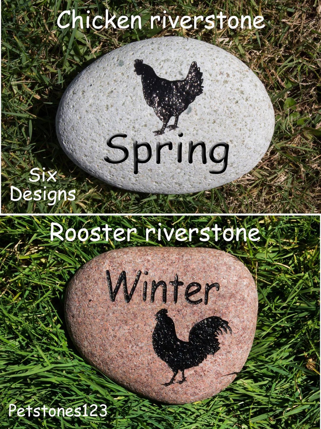 Chicken River Stone, Engraved, Pet Memorial Marker, 7 Designs - Etsy