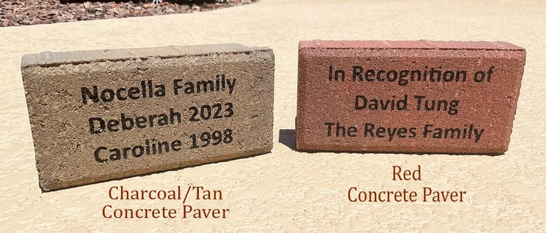 Donor, Memory Brick, Concrete Paver, 4"x8", Walkways, Memory Gardens ...