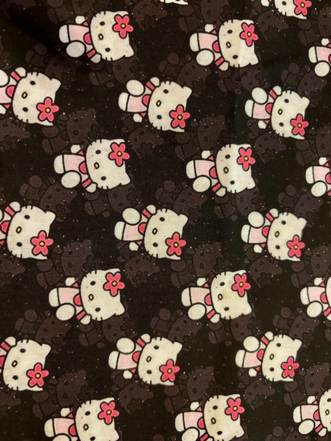 Hello Kitty Fabric Onblack Background by the 1/2 Yard - Etsy