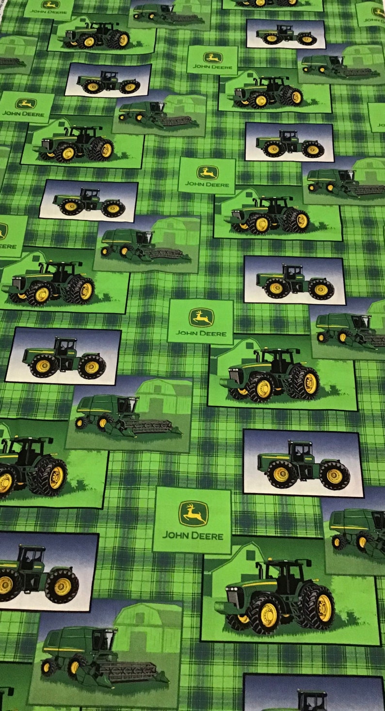 John Deere Tractor Plaid Fabric by the 1/2 Yard - Etsy