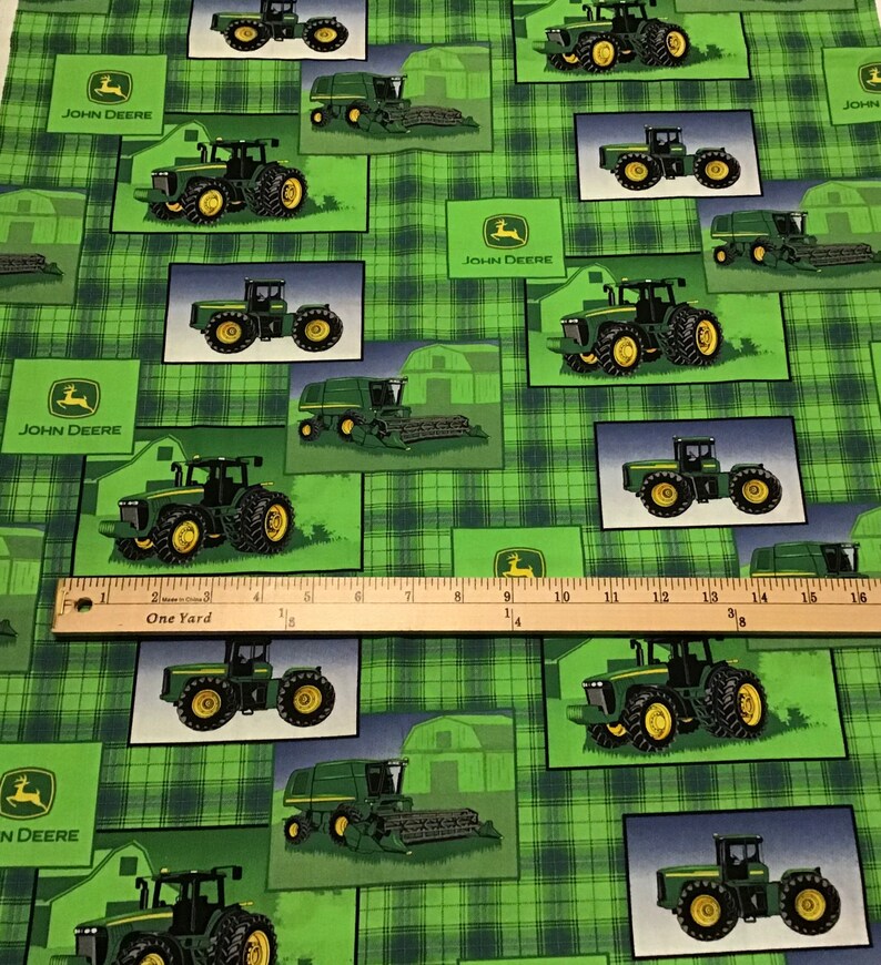 John Deere Tractor Plaid Fabric by the 1/2 Yard - Etsy
