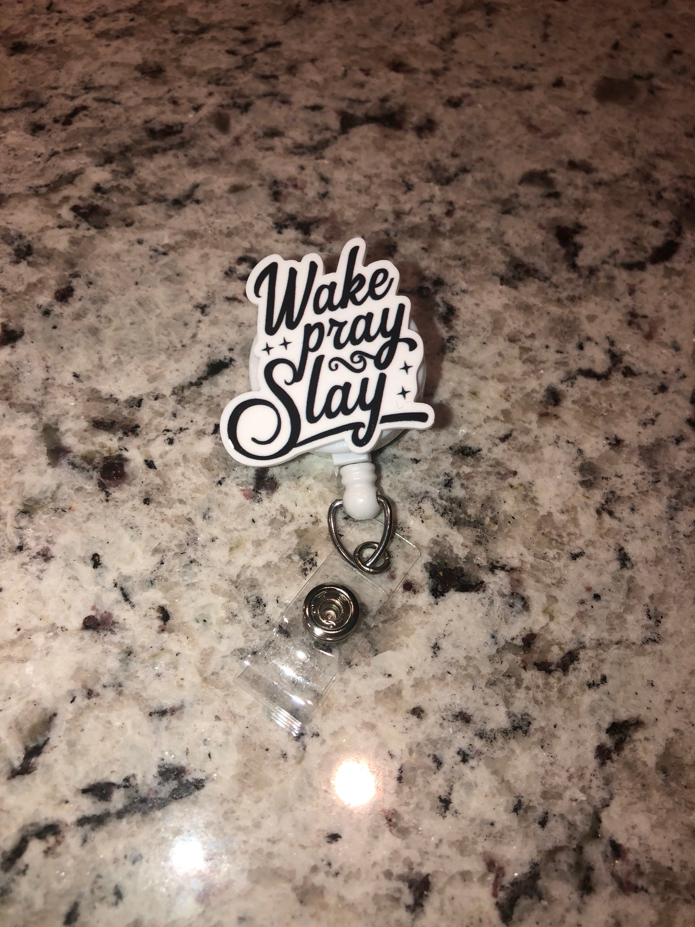 Wake pray slay Badge reel// ID HOLDER - Etsy.de