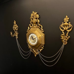 Syroco Wall Clock and Candle Sconces, Vintage Wall Decor, Hollywood ...