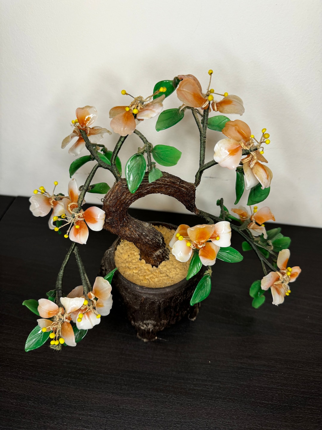 Vintage Jade Glass Bonsai Tree: Peking Glass Cherry Blossom Decor - Etsy