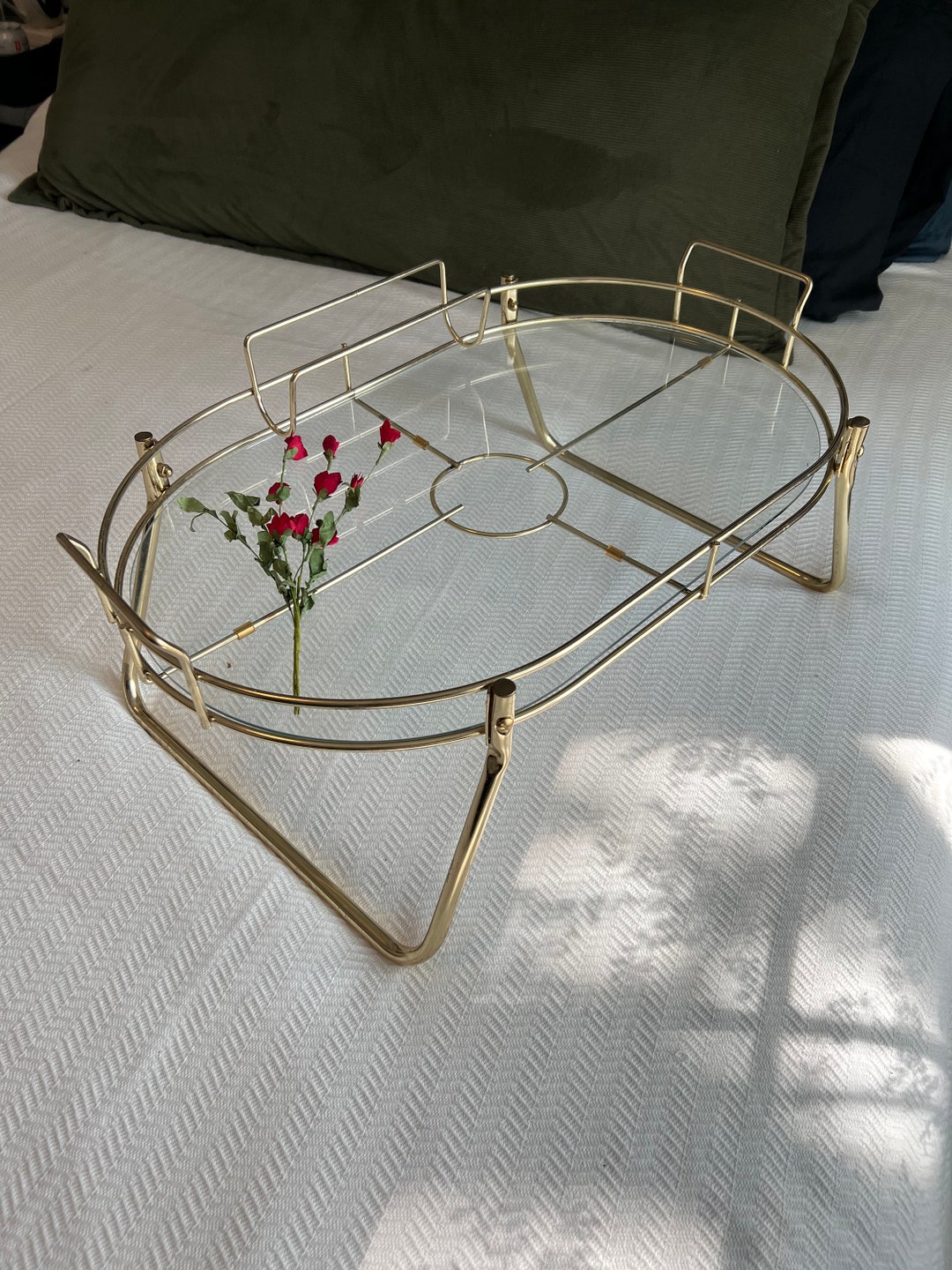 Brass and Glass Breakfast in Bed Tray, Serving Tray, Tea Time, Coffee ...