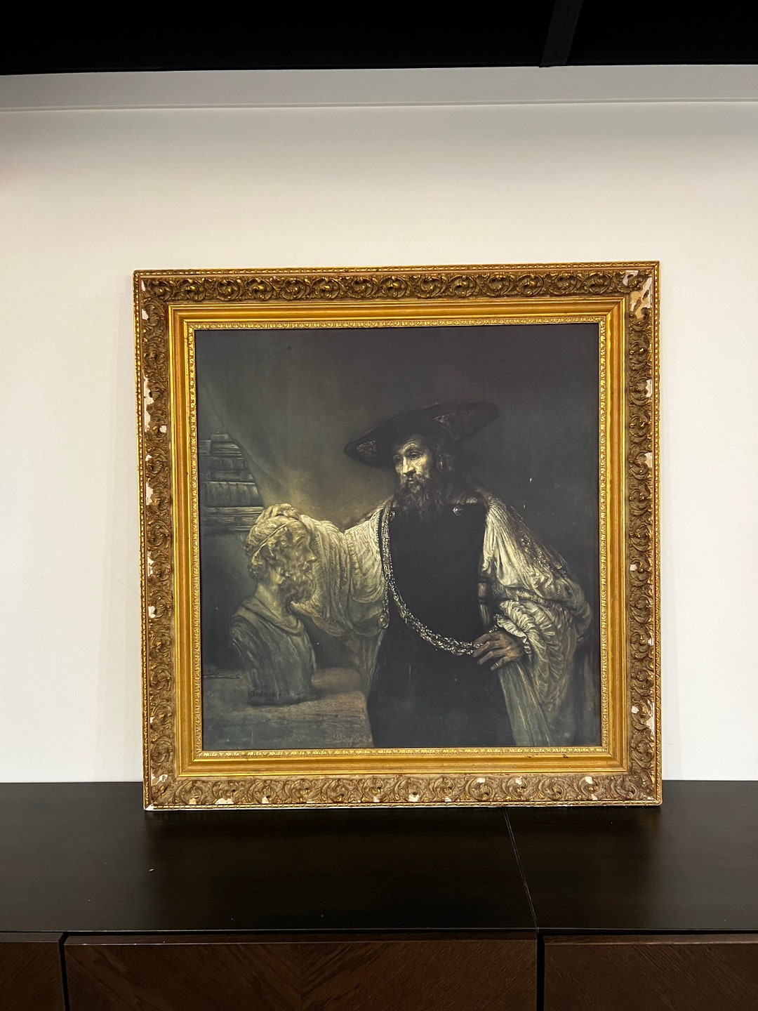 Aristotle Contemplating the Bust of Homer – Ornate Frame – Vintage ...