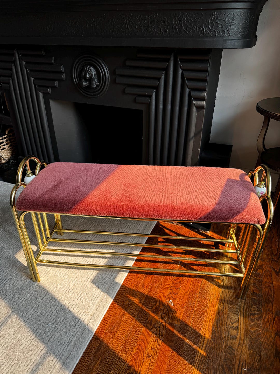 Brass Bench, Vintage Entry Bench, Shoe Storage, Bed End Seat, Entryway ...