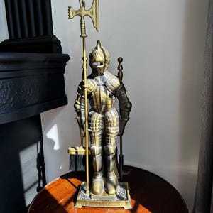 Vintage Fire Place Tool Set, Cast Iron Knight Fire Poker, Fire Pit ...