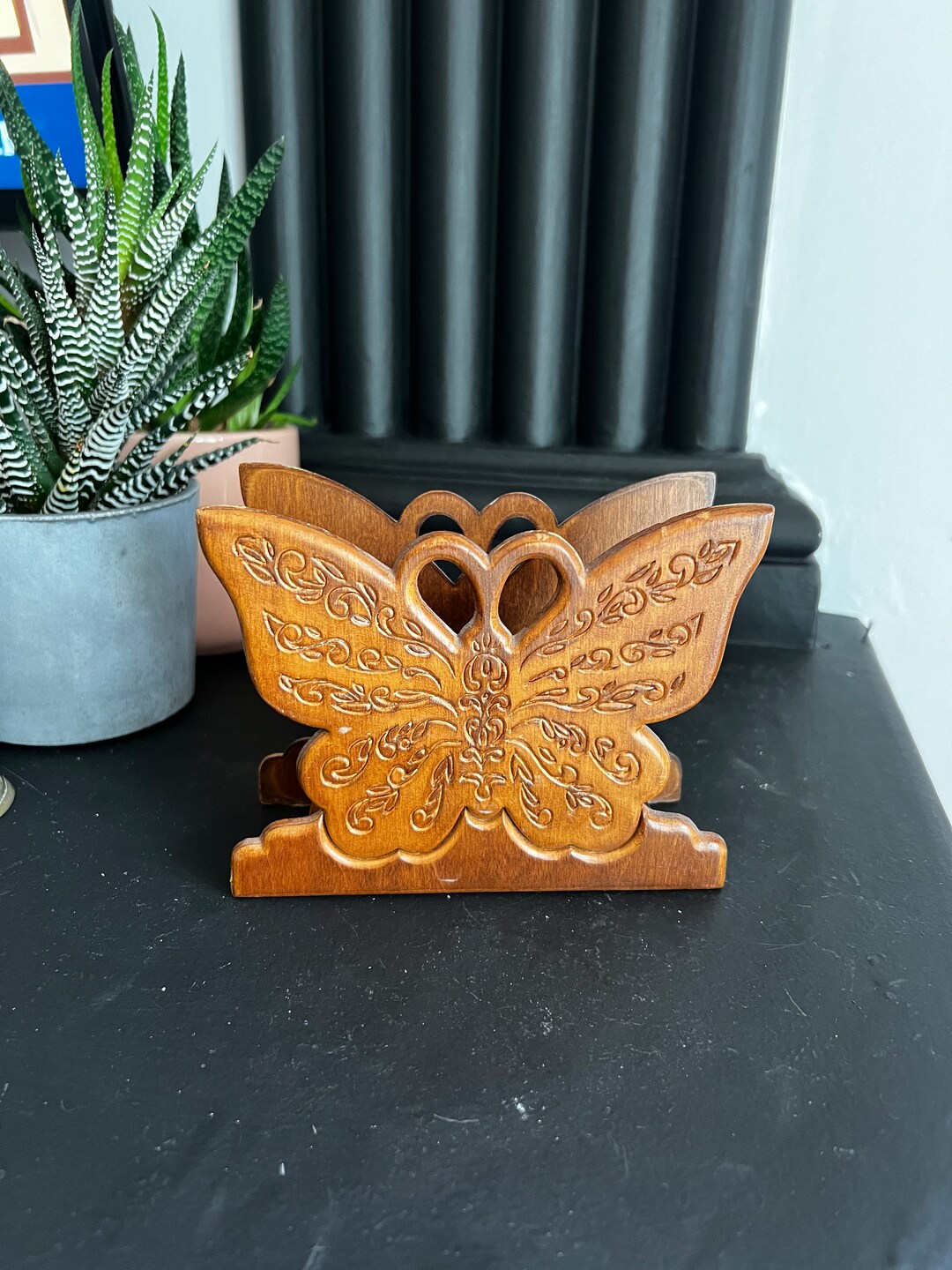 Butterfly Napkin Holder, Vintage Kitchen, Wooden, Whimsical Decor - Etsy