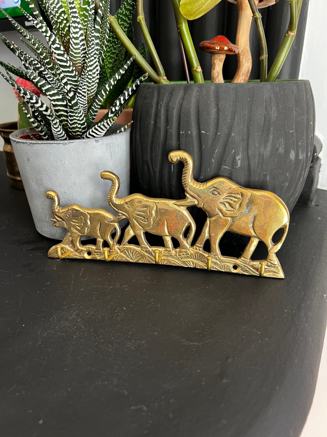 Elephant Key Holder, Brass Vintage Decor, Wall Key Holder, Home Decor ...